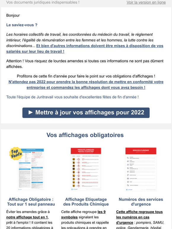 Juritravail: [Affichages Obligatoires] Mettre en conformit son entreprise pour 2022 ! | Milled