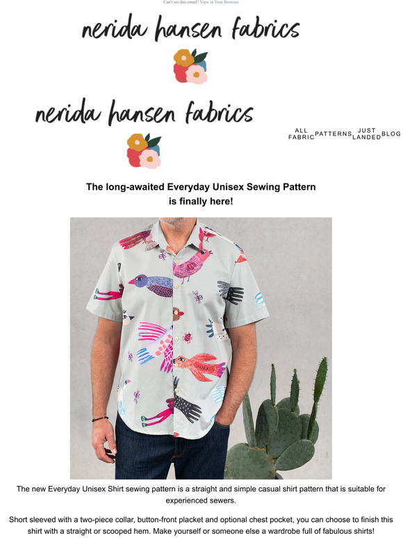Nerida Hansen Fabrics: NEW! Everyday Unisex Shirt Sewing Pattern | Milled