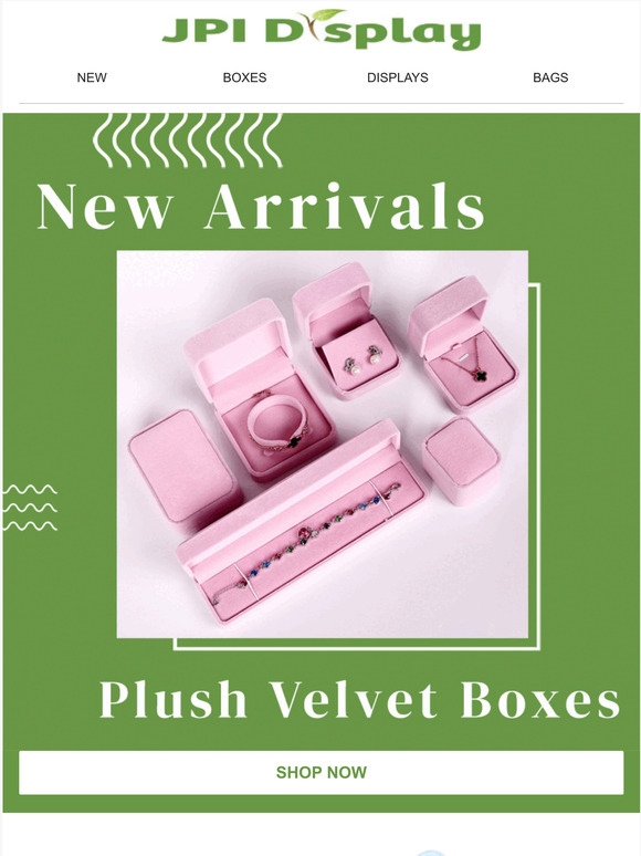 JPI Display: Just In: Deluxe Plush Velvet Jewelry Boxes | Milled