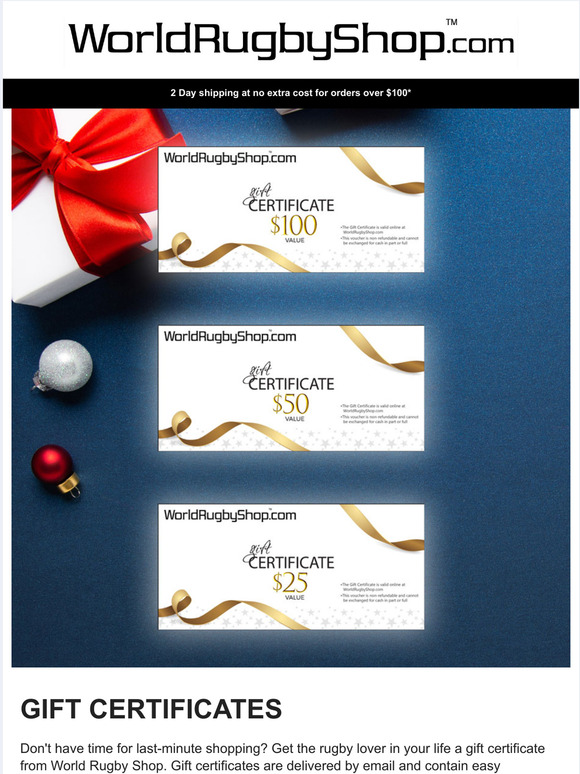 World Rugby Shop: Gift Certificates from World Rugby Shop | Milled
