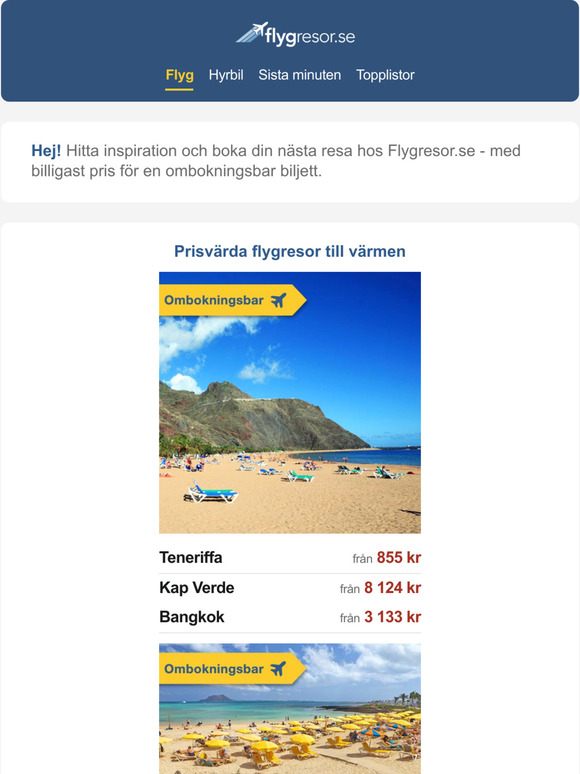 Flygresor: Sol- och badresor | Milled