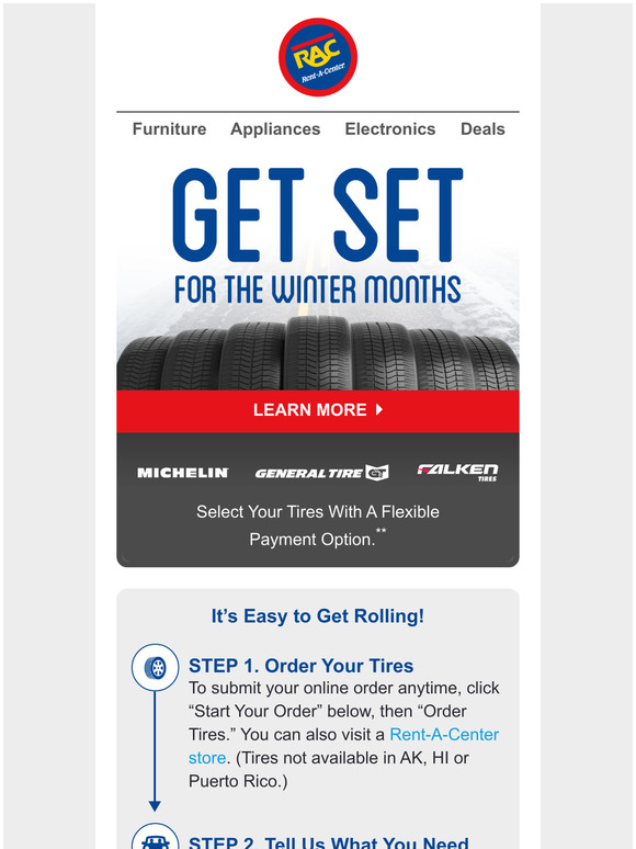 Rent-A-Center: Lets Roll! 4 Michelin Tires As Low As $19.99 Per Week ...