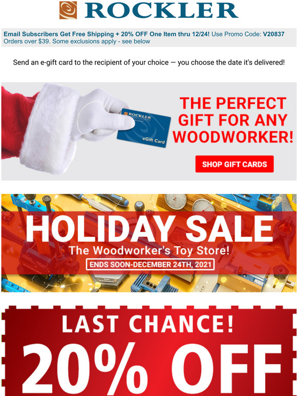 Rockler Woodworking and Hardware: E-Gift Cards: The Ultimate Last ...