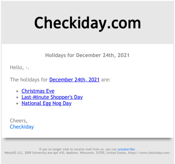 Checkiday: Holidays for December 24th, 2021! | Milled