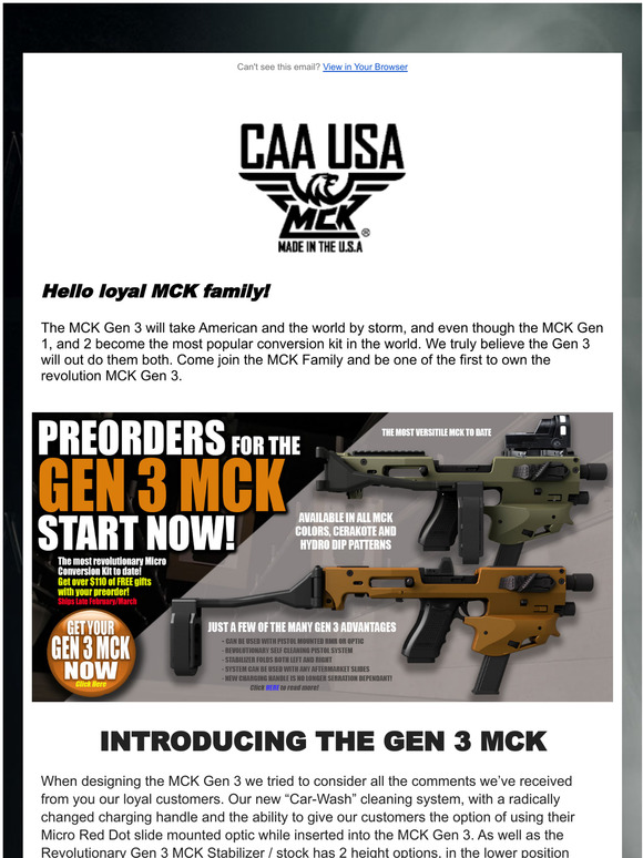 CAA: The WAIT is OVER! - Pre-orders on the GEN 3 MCK start now! | Milled