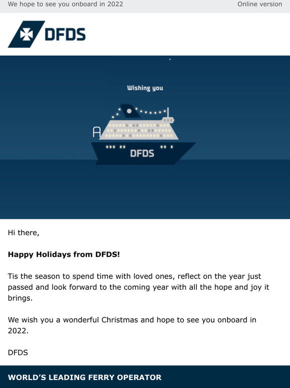 DFDS: Wishing you a ferry merry Christmas and a Happy New Year | Milled