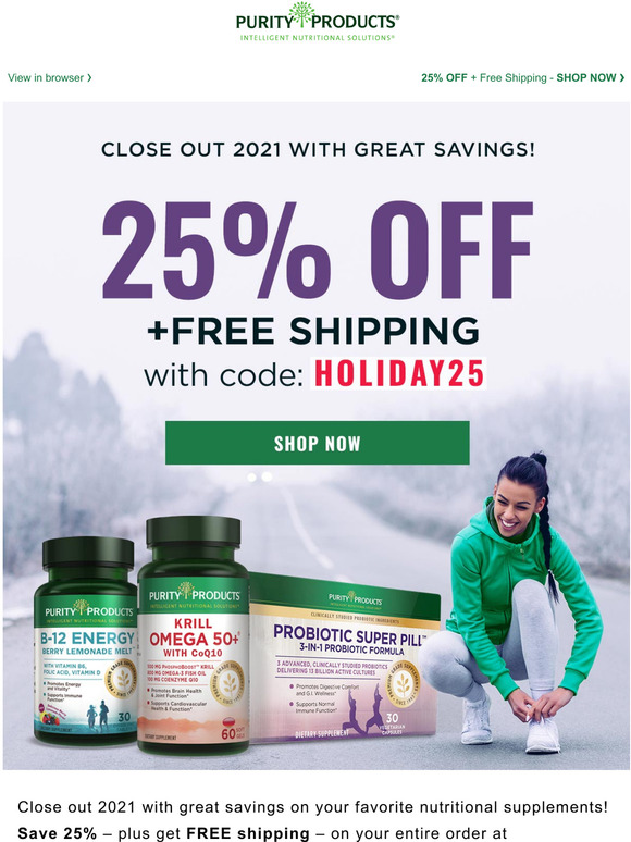 Purity Products: Reminder: We're Giving You 25% Off Your Order | Milled