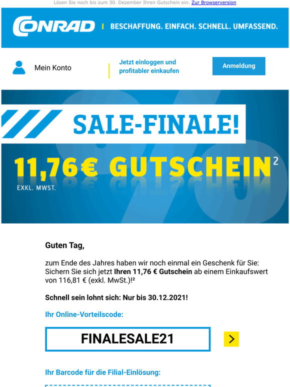 Conrad: Ihr Gutschein zum Sale-Finale! | Milled