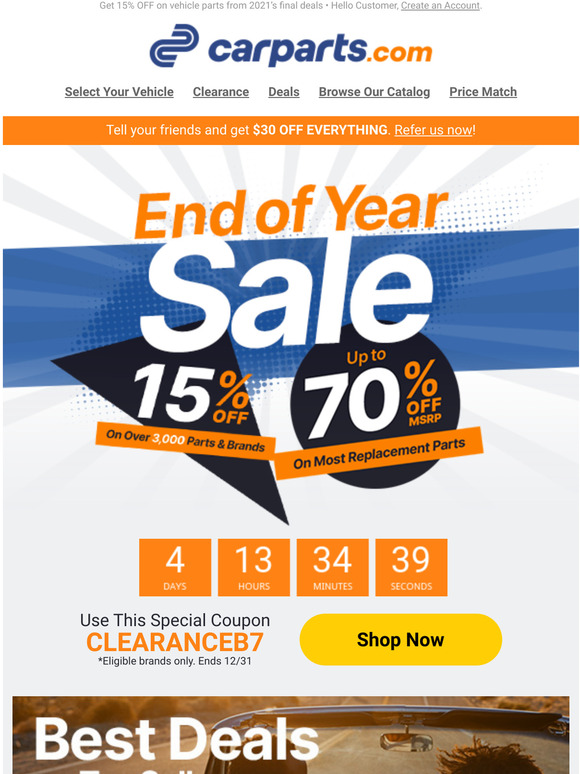 CarParts: Say Goodbye to 2021 with Savings! (End of Year Sale Coupon ...