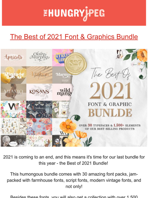 The Hungry JPEG: Best of 2021 Font & Graphics Bundle | Milled