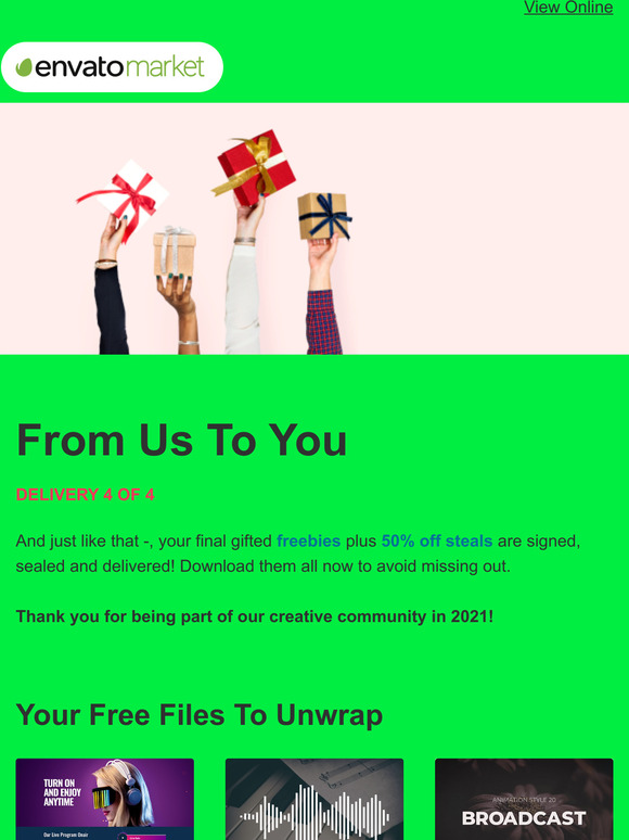 Envato: Your FINAL Freebie Delivery! + 50% Off More Faves | Milled