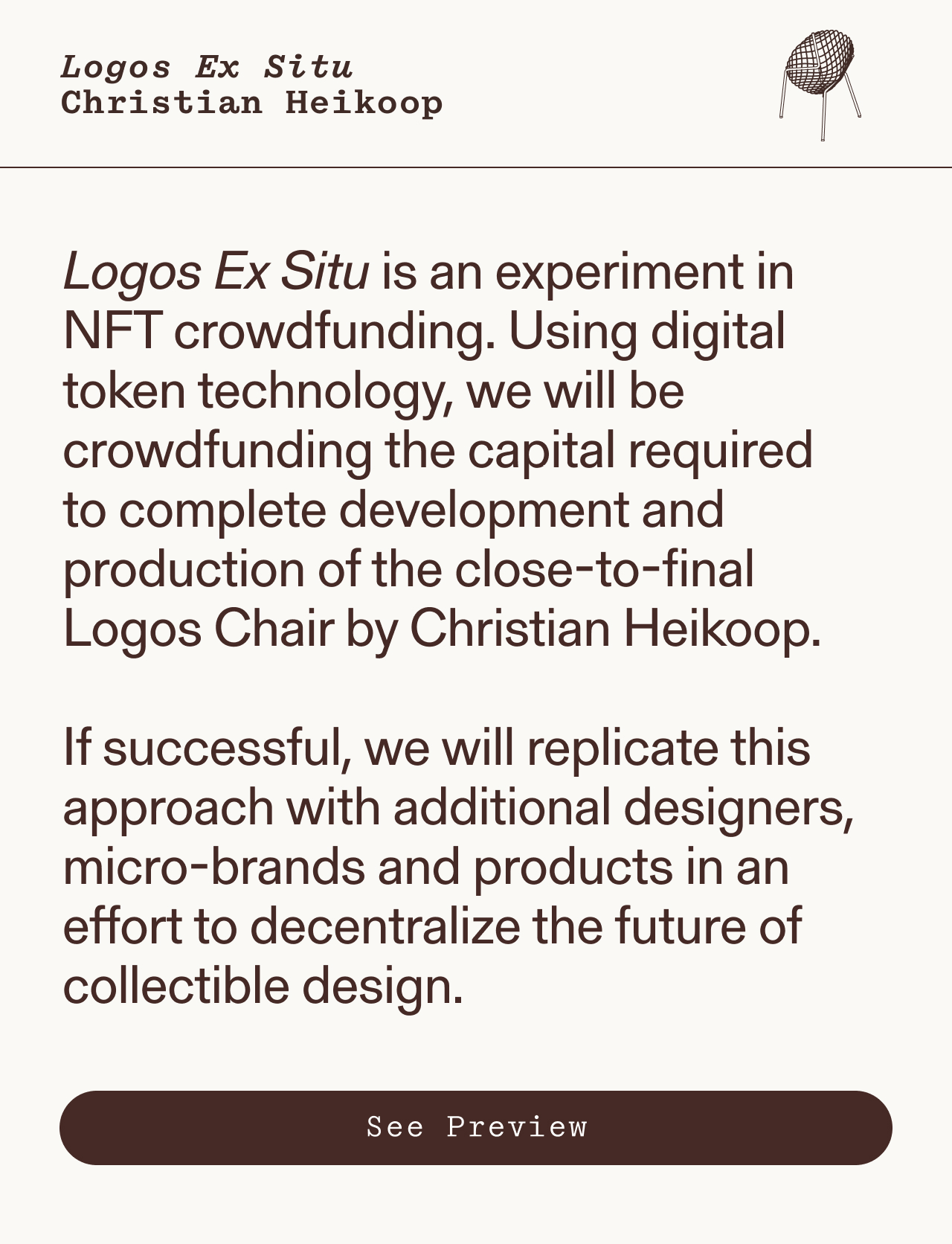 Dims: Preview Logos Ex Situ. | Milled