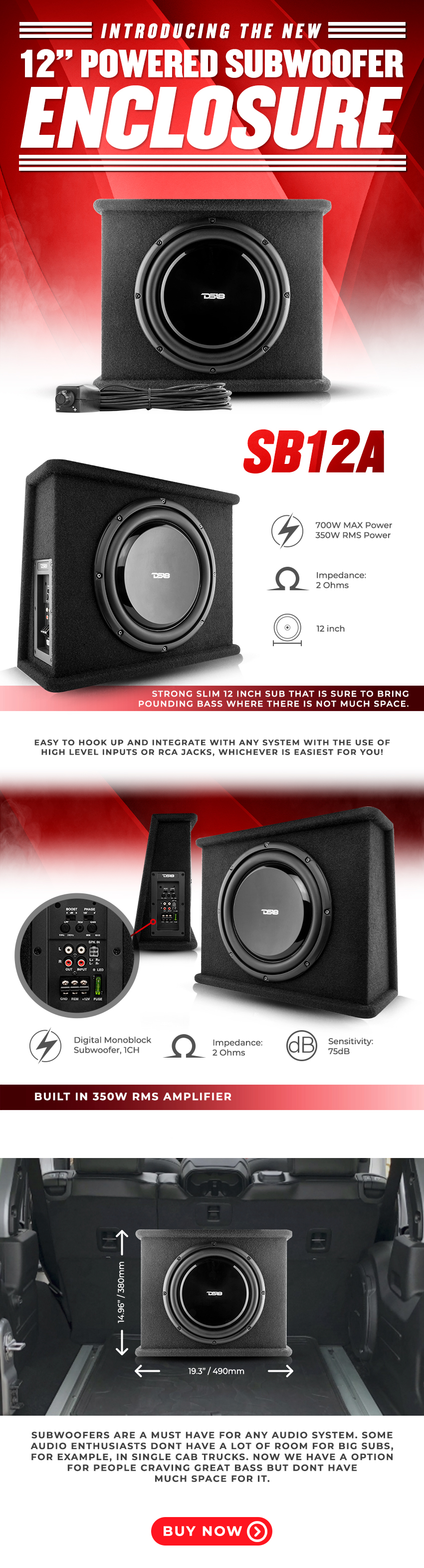 DS18: Introducing the New 12" powered subwoofer enclosure | Milled
