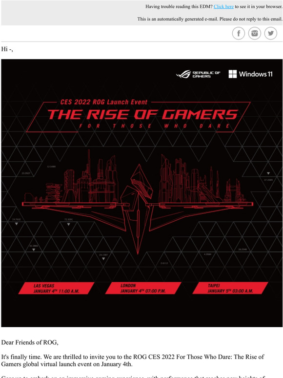 Zenbo: You're invited to ROG CES 2022 The Rise of Gamers Global Launch ...