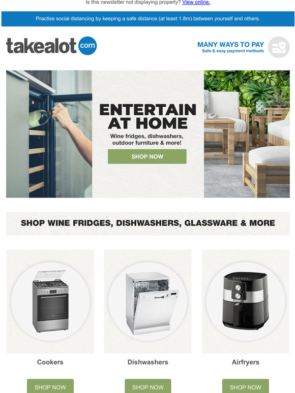 Takealot: Entertain at home with bar fridges, airfryers, glassware ...