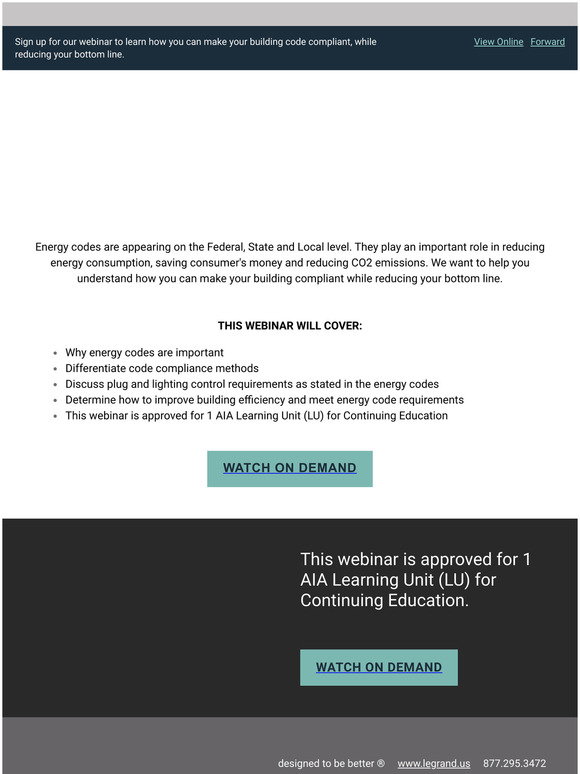 Legrand: Watch on demand! Webinar on plug load control with AIA ...