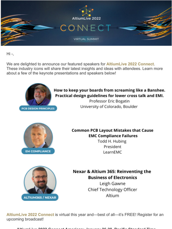 Altium: Meet Our Keynote Speakers - AltiumLive Connect 2022! | Milled