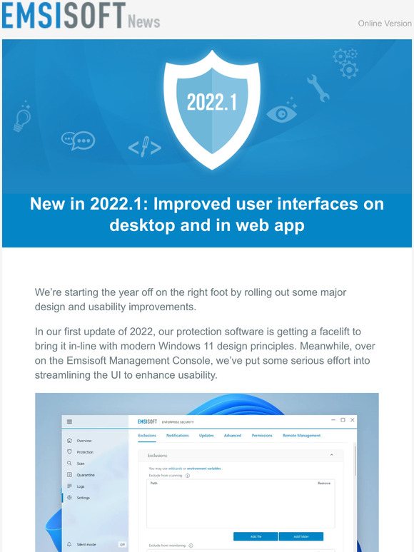 Emsisoft: New in 2022.1: Improved user interfaces on desktop and in web ...