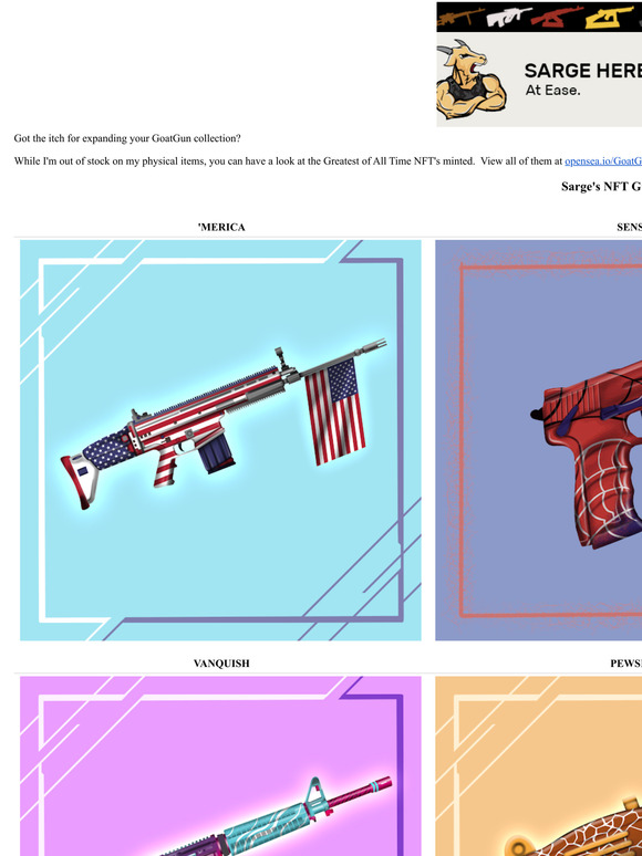 GoatGuns: You do NFTs? Collect Sarge's Gun NFTs! | Milled