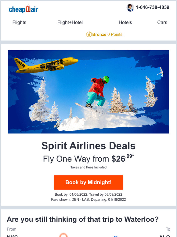 CheapOair: Spirit Airlines Deals! Fly from $26.99 | Milled