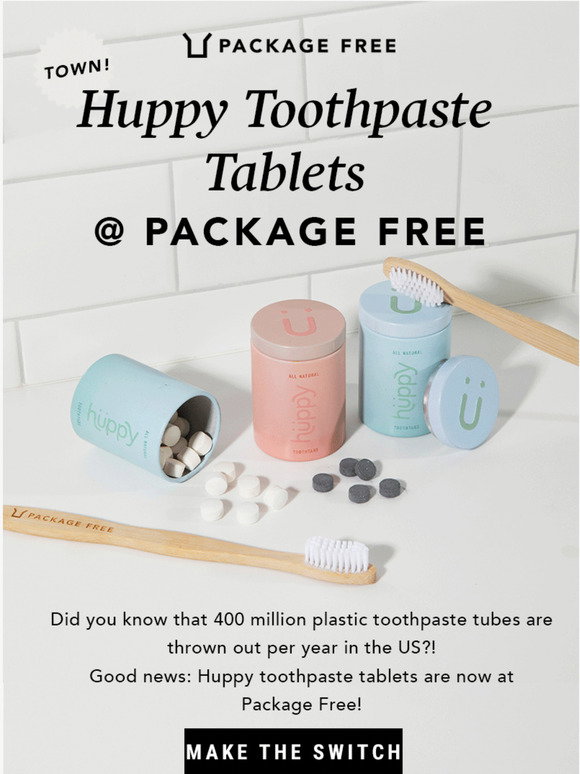 Package Free Shop: New in! Huppy Toothpaste Tablets! | Milled