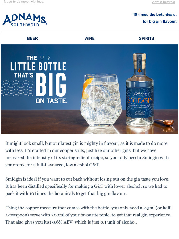 Adnams: New Gin Launch: You only need a Smidgin | Milled