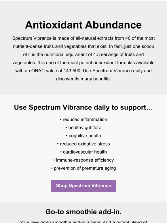 Vibrant Health: Spectrum Vibrance is a formula with a massive ...