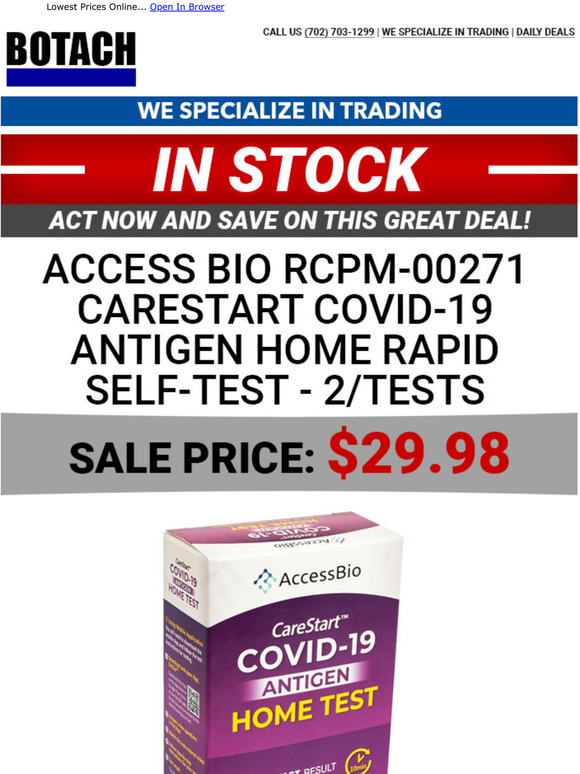 Botach Tactical: Access Bio RCPM-00271 Carestart COVID-19 Antigen Home ...