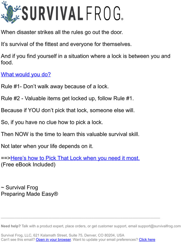 Survival Frog: Rules For When SHTF? | Milled
