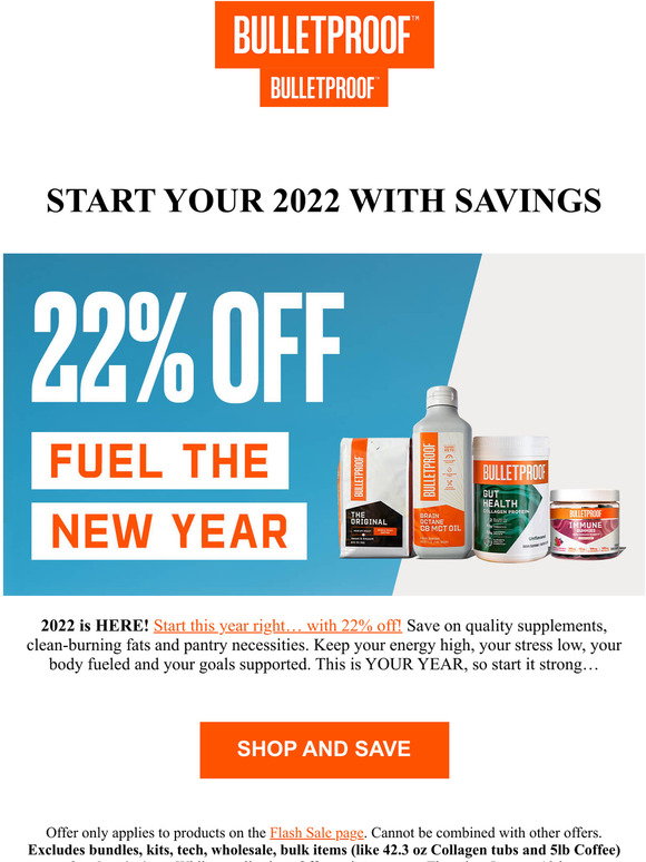 Bulletproof: Start 2022 on a high note WITH 22% OFF! | Milled