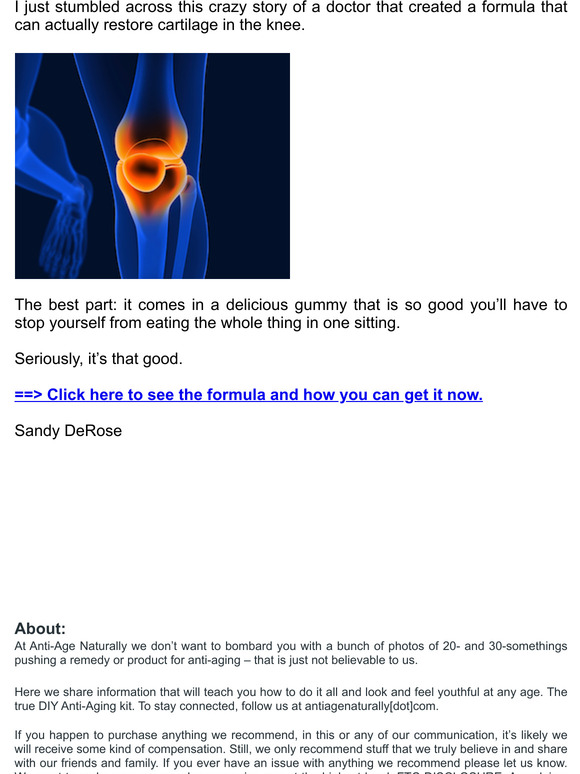 DeRose Health: New knee candy restores cartilage | Milled