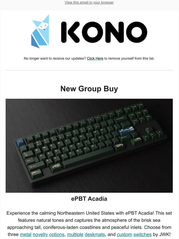 Kono Store: ePBT Acadia GB Launch! Kono 67 Keyboard and Metal Nines ...