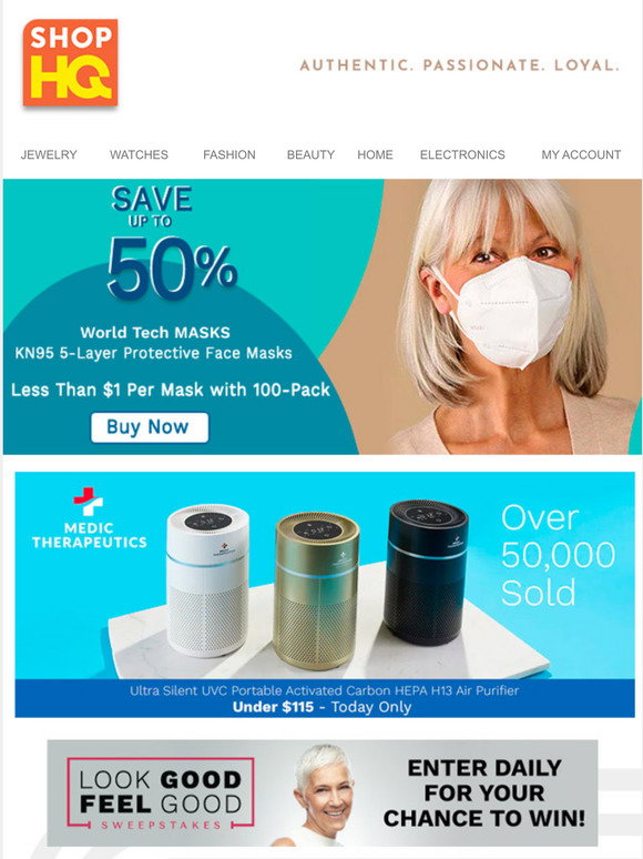 ShopHQ: STAY SAFE! Save up to 50% on KN95 5-Layer Masks | Milled