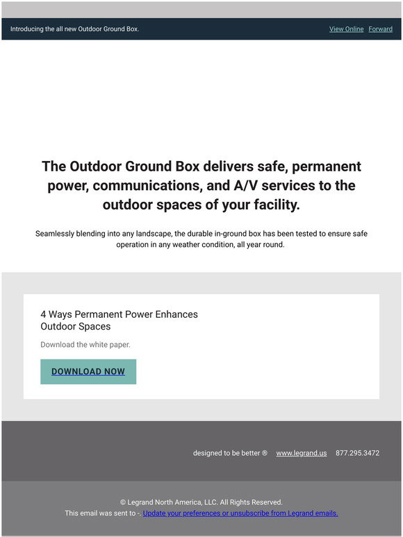 Legrand: Safe all year round. The Outdoor Ground Box. | Milled