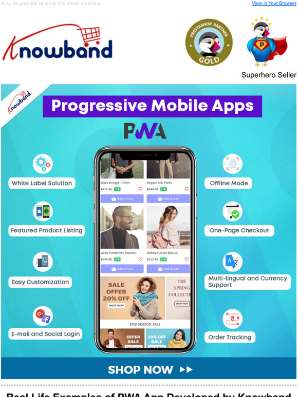Knowband: Real Life Examples of PWA Apps Developed by Knowband | Milled