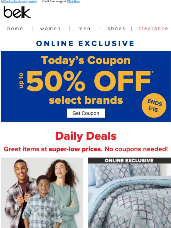 Belk: Wait. What?! Up to 75% off End of Season Blowout | Milled