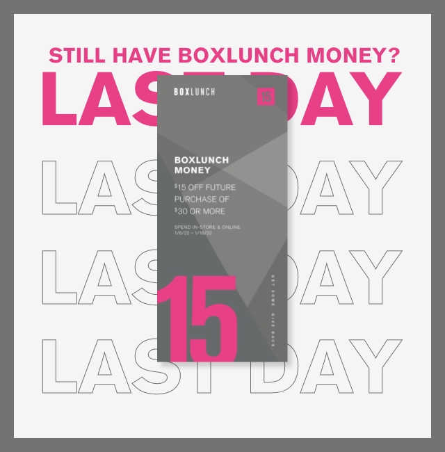 BoxLunch: LAST DAY: Spend your BoxLunch Money today! | Milled