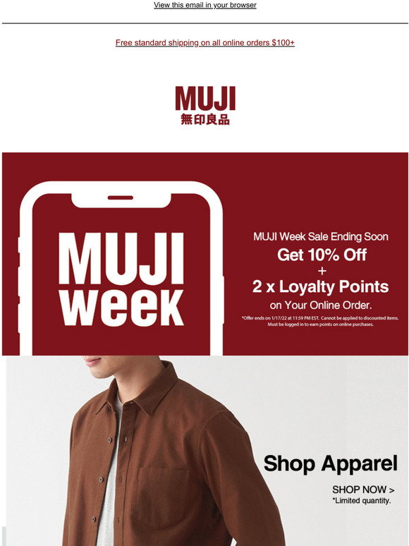 MUJI USA: MUJI Week Sale is Ending | Milled