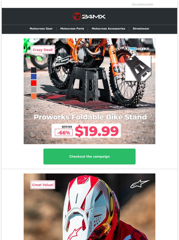 24MX: Proworks Foldable Bike Stand | Milled