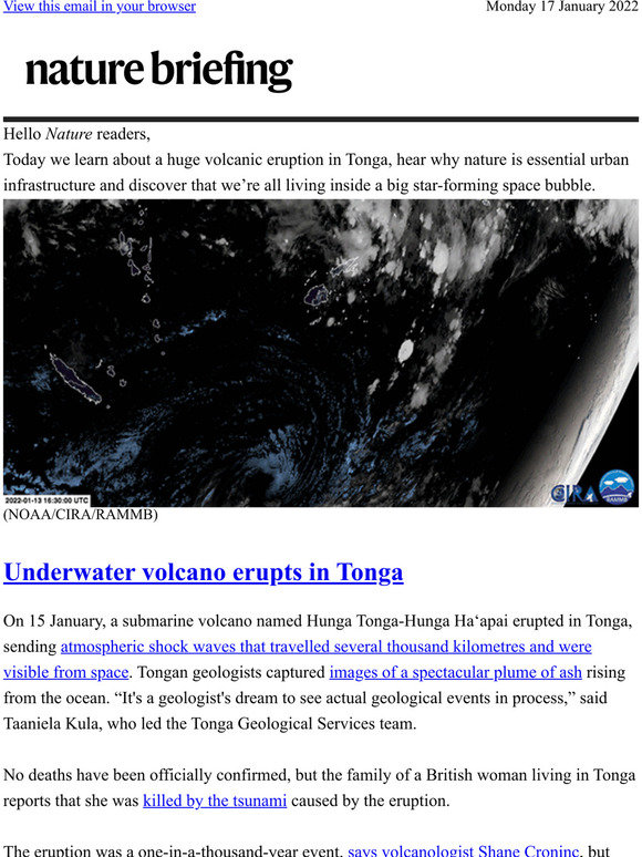 Nature: Tonga volcano: spectacular images from Tongan geologists | Milled