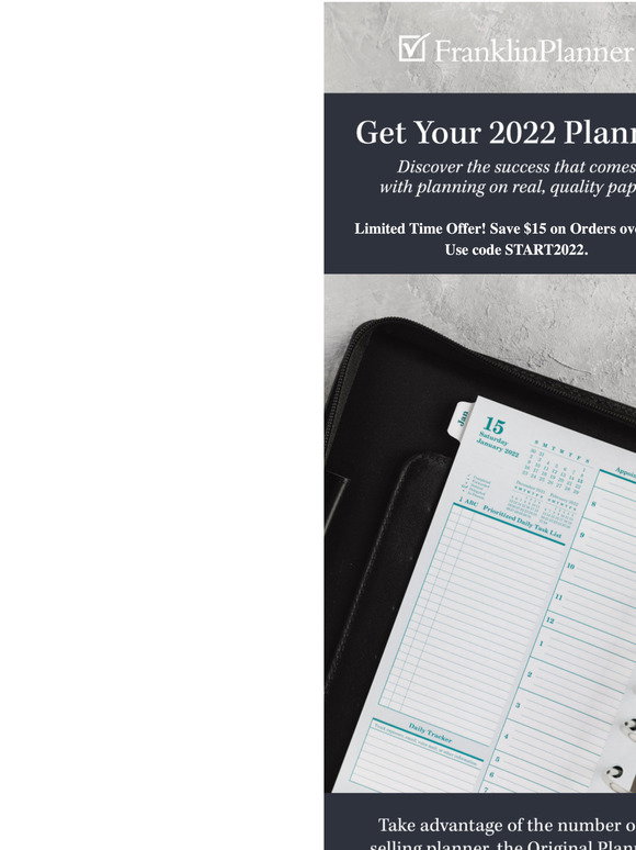 Franklin Planner: Limited Time Offer! $15 Off $75 going on right now ...