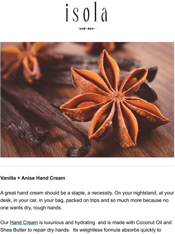 Isola: Product Spotlight // Vanilla + Anise Hand Cream | Milled