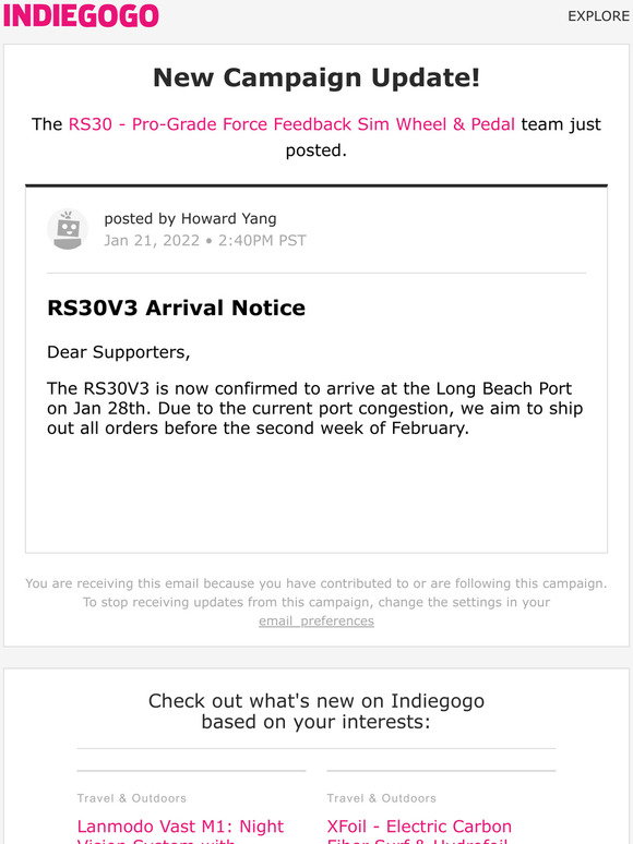 Indiegogo: Update #14 from RS30 - Pro-Grade Force Feedback Sim Wheel ...