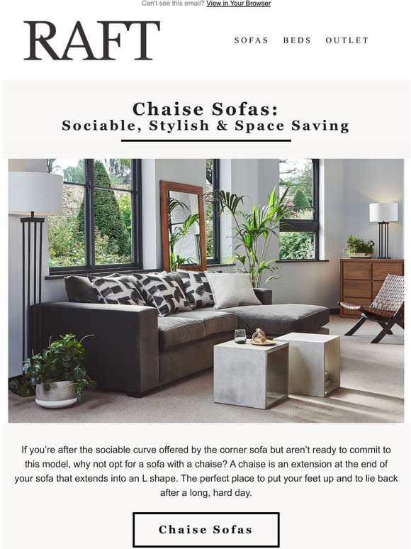 Raft Furniture: Chaise Sofas: A Corner Unit Compromise | Milled