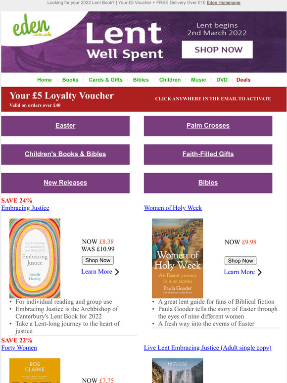 Eden: Isabelle Hamley `Embracing Justice` & More | Check Out Our Range ...