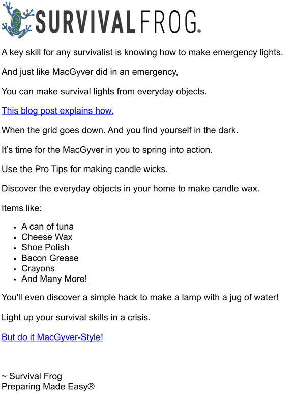 Survival Frog: How To Create Emergency Lights MacGyver-Style | Milled