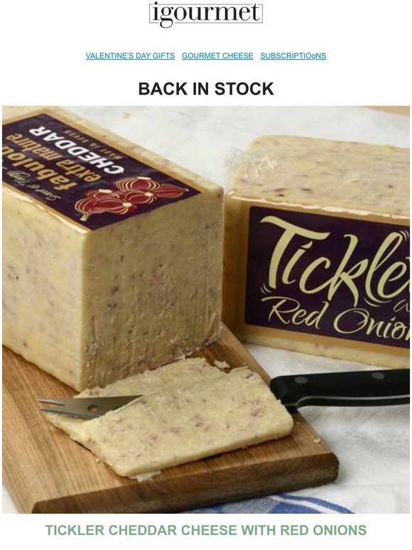igourmet: Back In Stock! Tickler Cheddar Cheese With Red Onions! | Milled