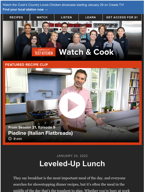 America's Test Kitchen: Watch and Cook: Leveled-Up Lunch | Milled