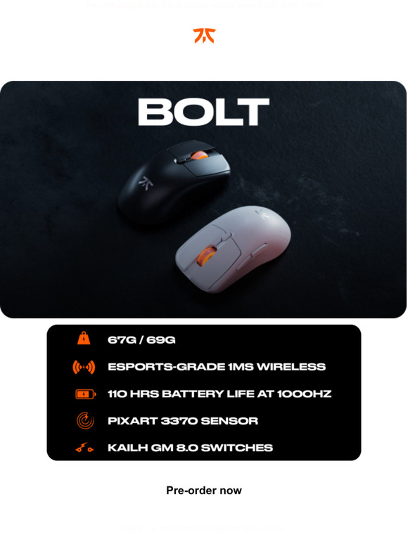 Fnatic: The BOLT Wireless. The best mouse we've ever made. | Milled