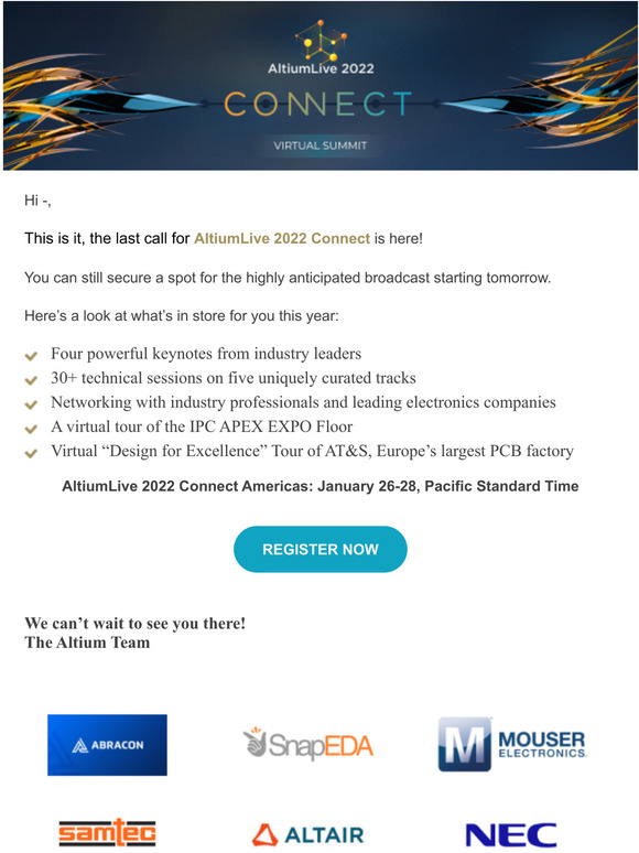 Altium: AltiumLive 2022 Connect last call - Dont Miss Out! | Milled